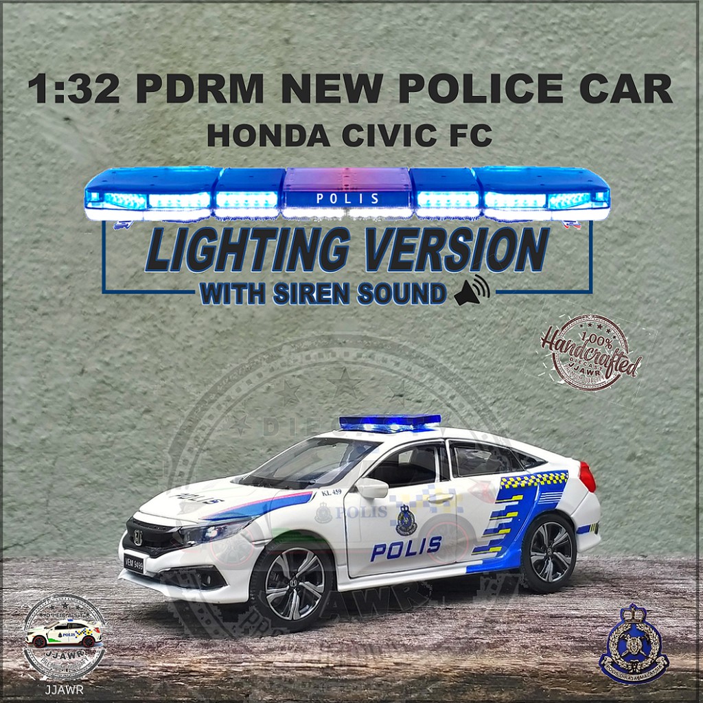 POLIS CIVIC SIREN: 1:32 Honda Civic NEW PDRM Police Model Diecast Car ...