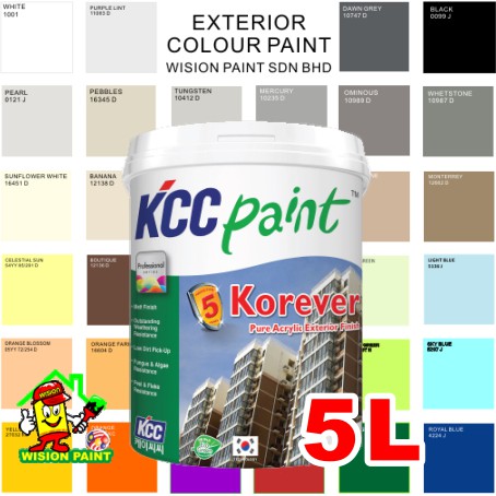 KCC KOREVER (5L) EXTERIOR PAINT PURE ACRYLIC EXTERIOR EMULSION PAINT ...