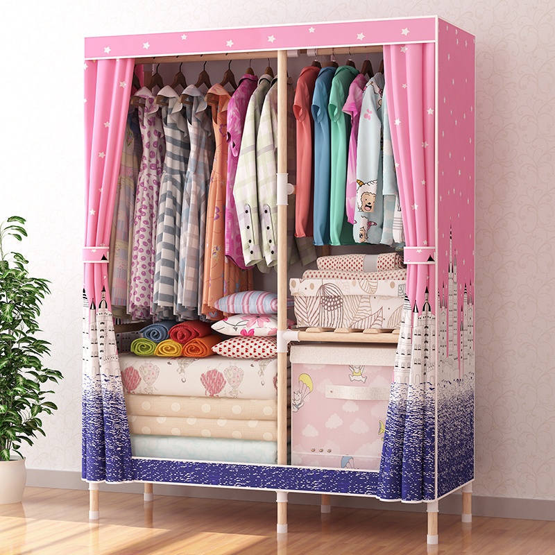 Wooden Frame Foldable Wardrobe Super Sturdy Portable Wardrobe Woven ...