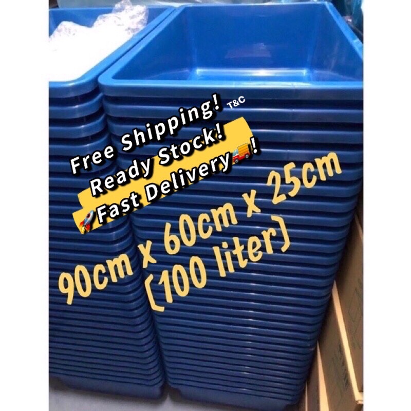 100L Tangki Plastik Utk Pembiakan Ikan Laga Big Plastic Basin Tray ...