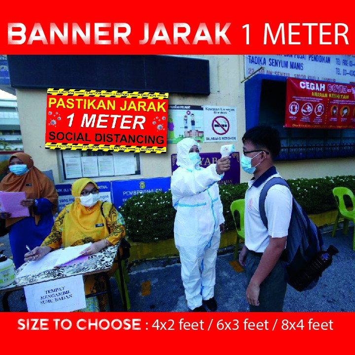 !!SOP!! BANNER JARAK 1 METER Social Distancing {Readystock} | Shopee ...