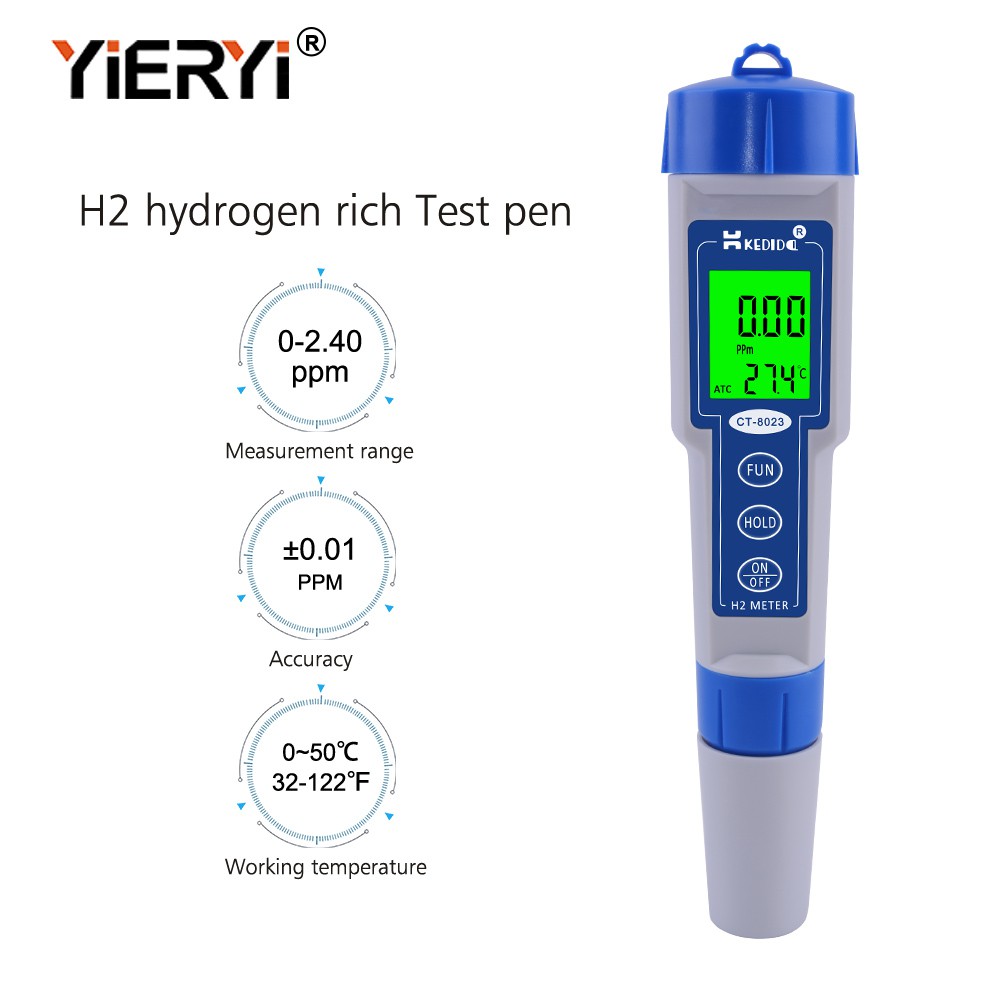 Portable H2 Hydrogen Temperature Hydrogen-Rich Water Quality Test Pen ...