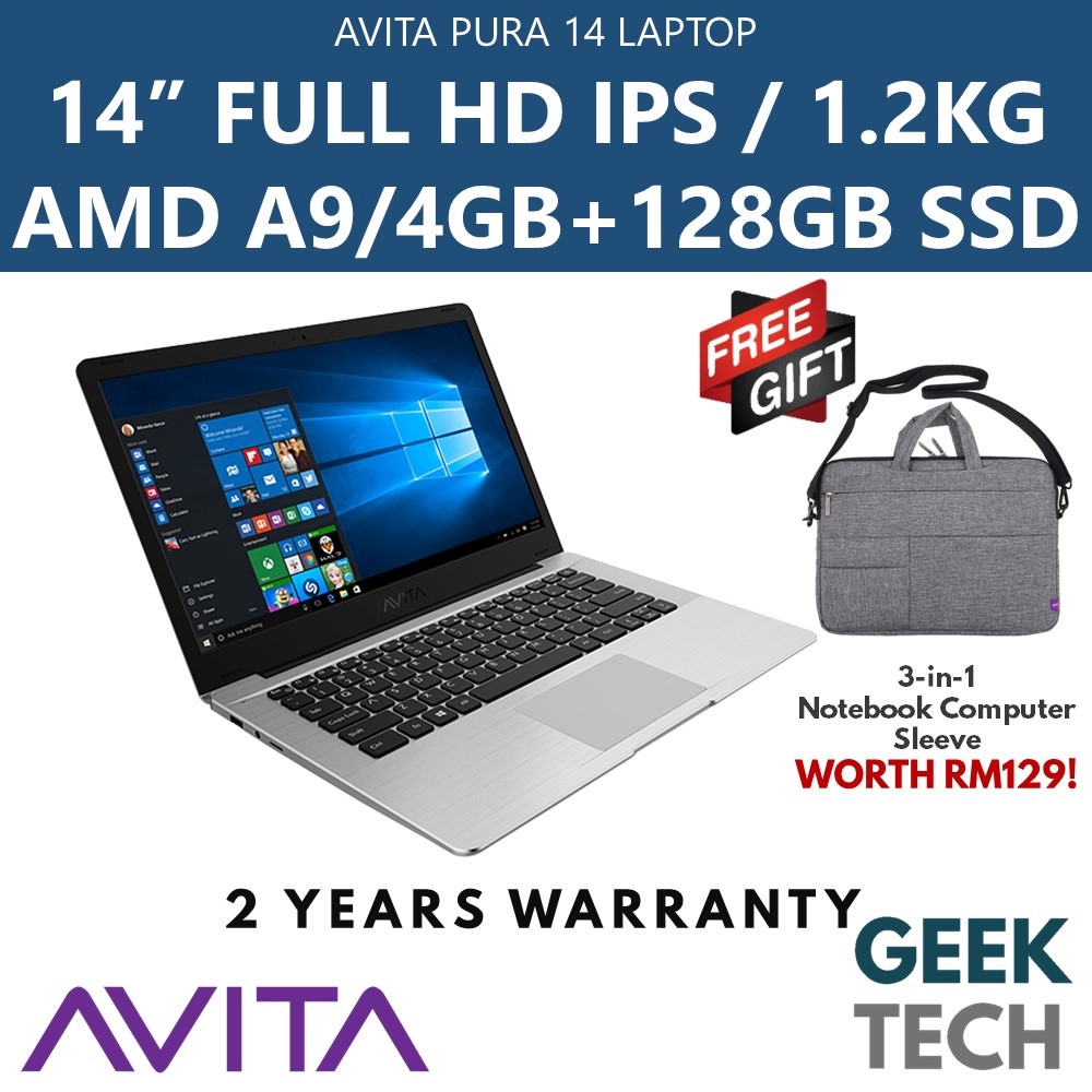 AVITA Pura 14 Laptop (AMD A9/4G RAM/128GB SSD/14" FULL HD IPS/1.2KG ...