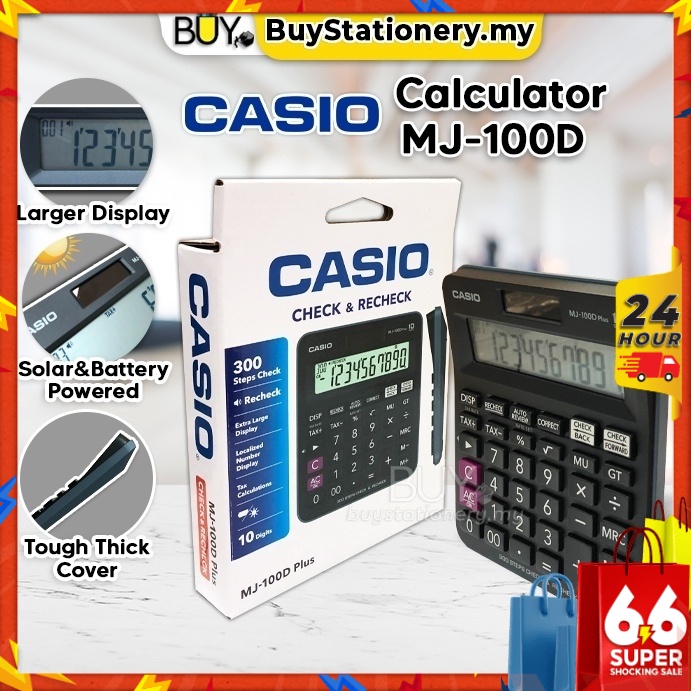 Office Equipment Casio Calculator MJ-100D New Desk Calculator Large Display dual power 10 digit ...