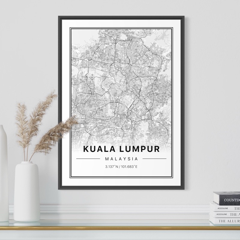 Kuala Lumpur, Malaysia - Modern Minimal City Map Poster | Shopee Malaysia