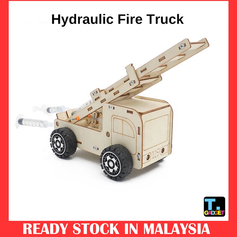 DIY Hydraulic Lifting Ladder Fire Truck Bomba Wooden Toy Kids Science ...