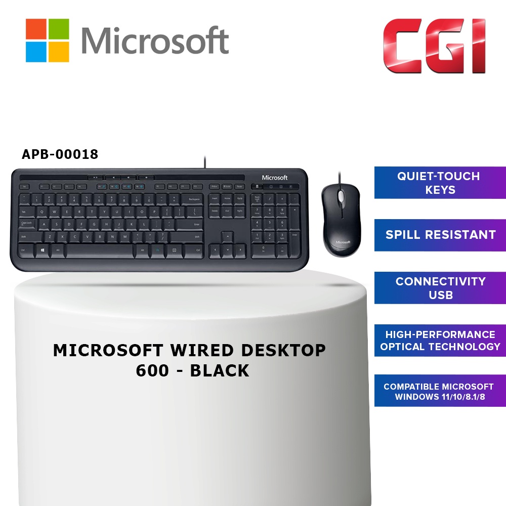 Microsoft Wired Desktop 600 Keyboard and Mouse Combo (APB-00018 ...
