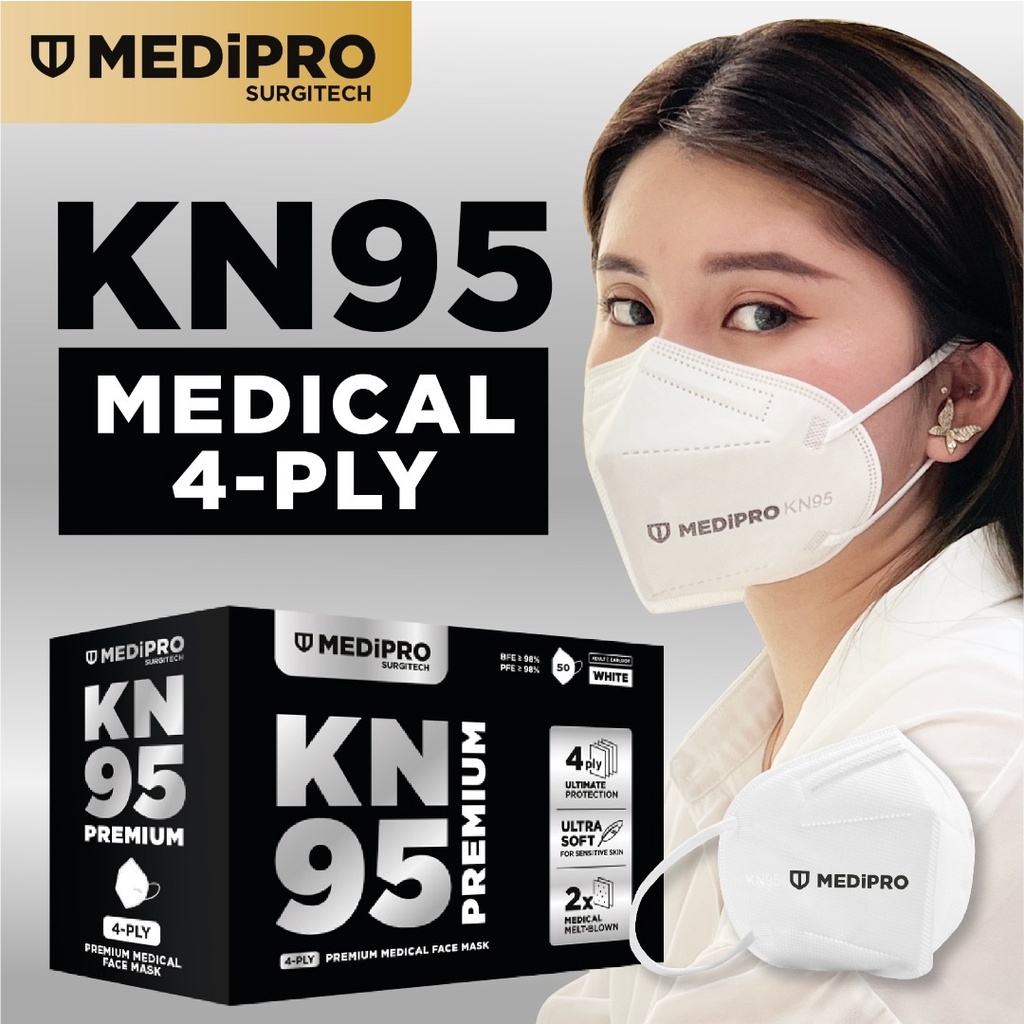 [KL PHARMACY]【MEDIPRO】Medical KN95 4 layers 10pc [WHITE]【Individual ...