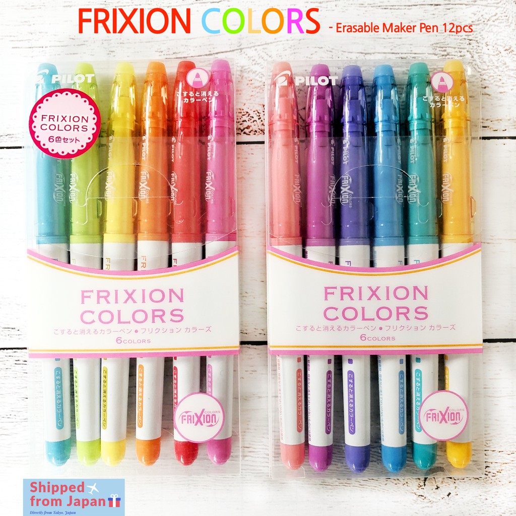 Pilot Frixion Colors Marker Pen Erasable Type 12 colors Set Mild Color ...