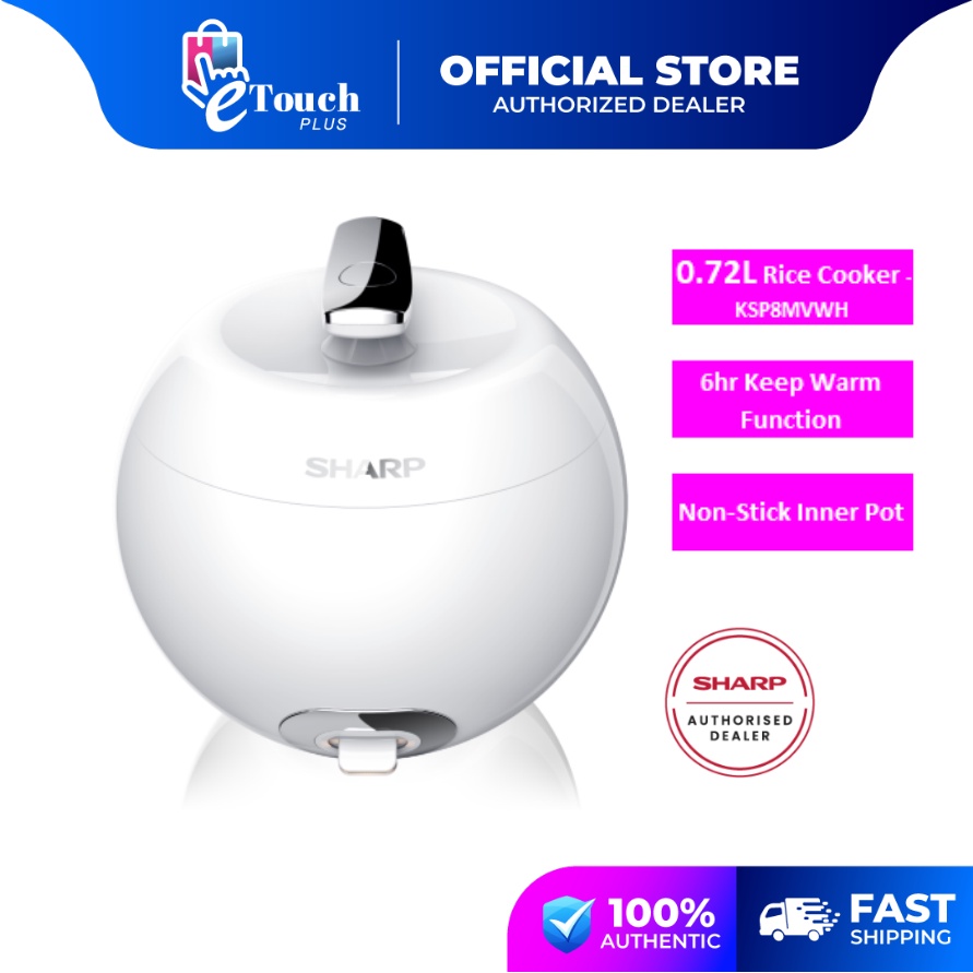 Sharp Apple Mini Rice Cooker - Non-Stick Inner Pot (0.72 L) KSP8MVWH ...
