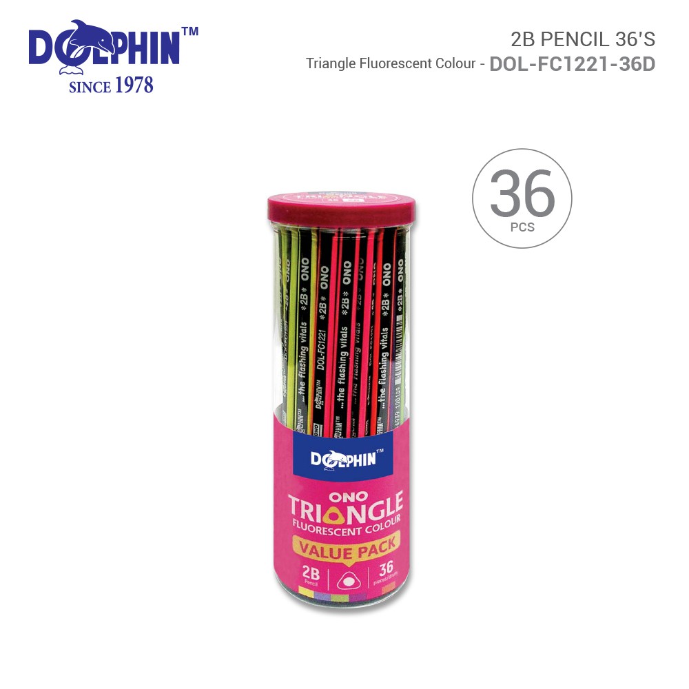 DOLPHIN 2B Pencil | Clipper Hexagon | Triangle Fluorescent Colour ...