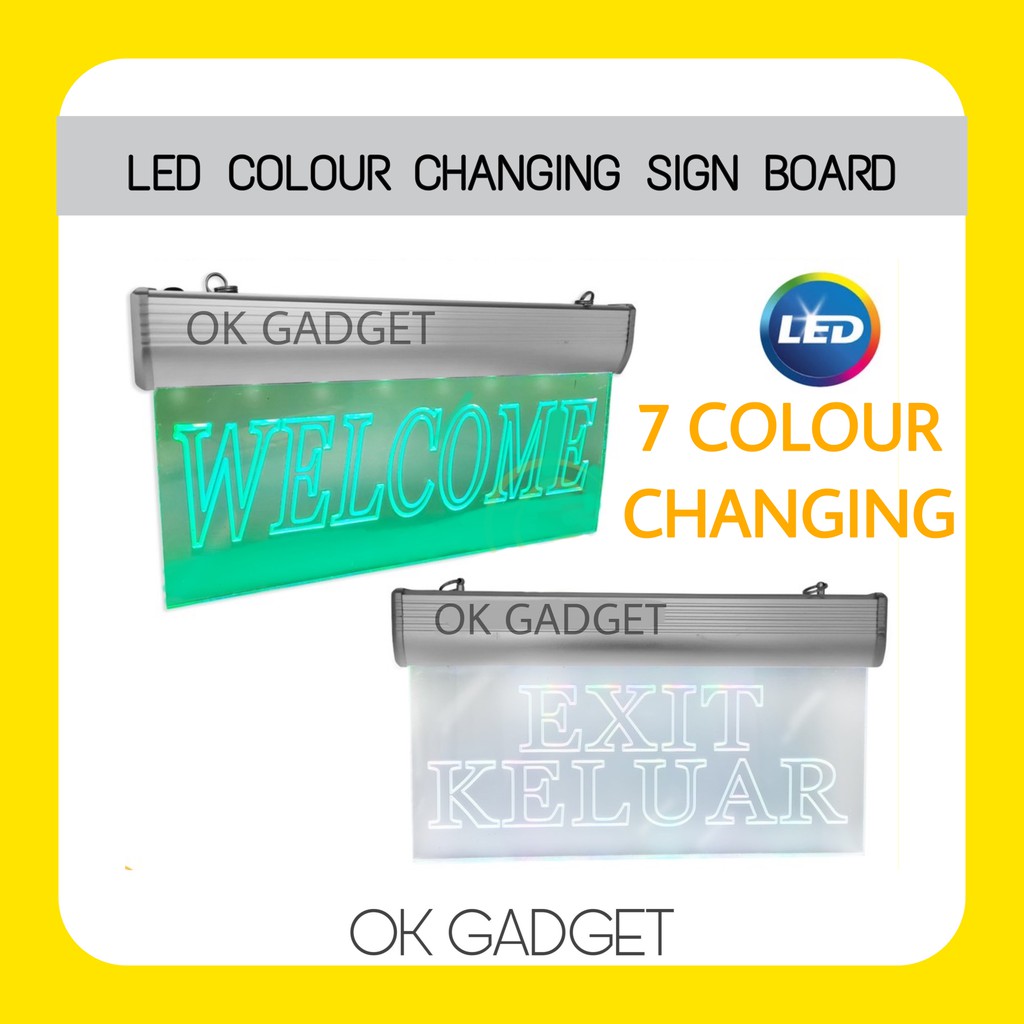 LED Display Sign Board Hanging Surface LED Colour Changing Exit Keluar ...