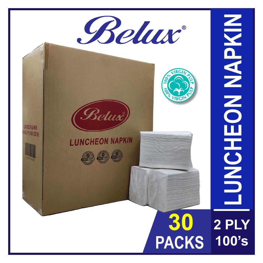 Belux Luncheon Napkin Tissue Paper 1/8 Fold 100% Pulp (2 Ply, 100 ...