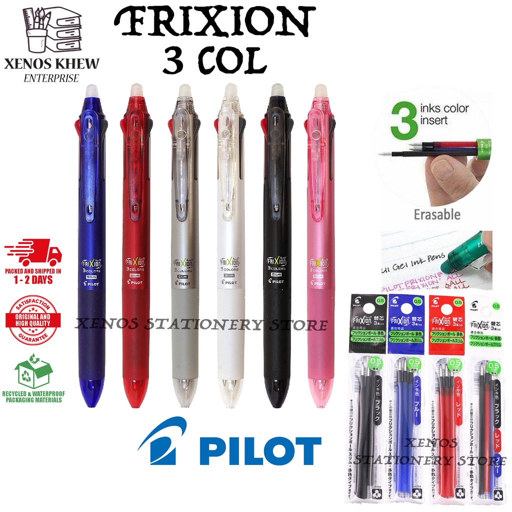 PILOT ERASABLE FRIXION BALL 3" SLIM MULTI PEN 0.5MM [ 3 COL ] (READY ...