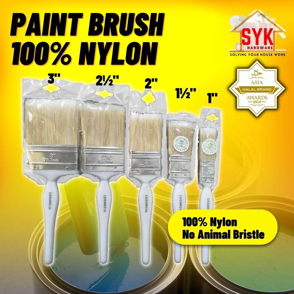 SYK AEROFORCE 888 100% Nylon Paint Brush Halal (1-3 Inch) Painting Brush Painting Kit Berus Cat ...