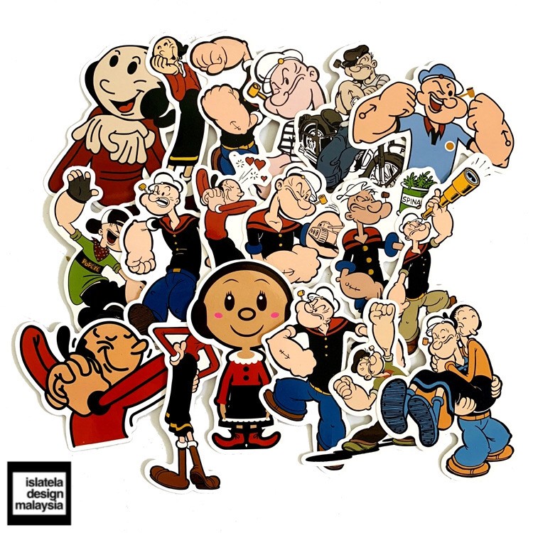18pcs POPEYE Vinyl Decal graffiti STICKERS bomb for laptop, fridge ...
