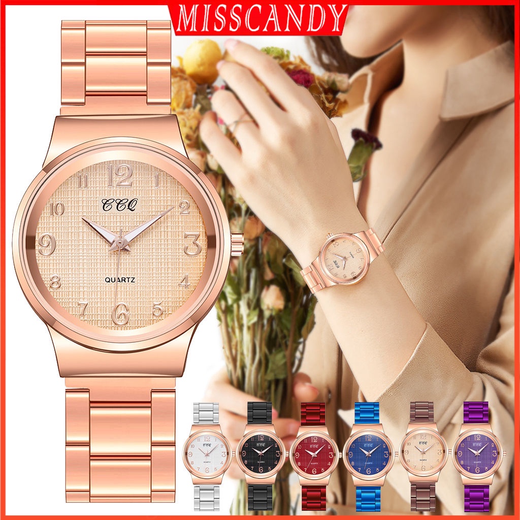 Women Arabic Numbers Quartz Watches Ladies Stainless Steel Wrist Watch ...