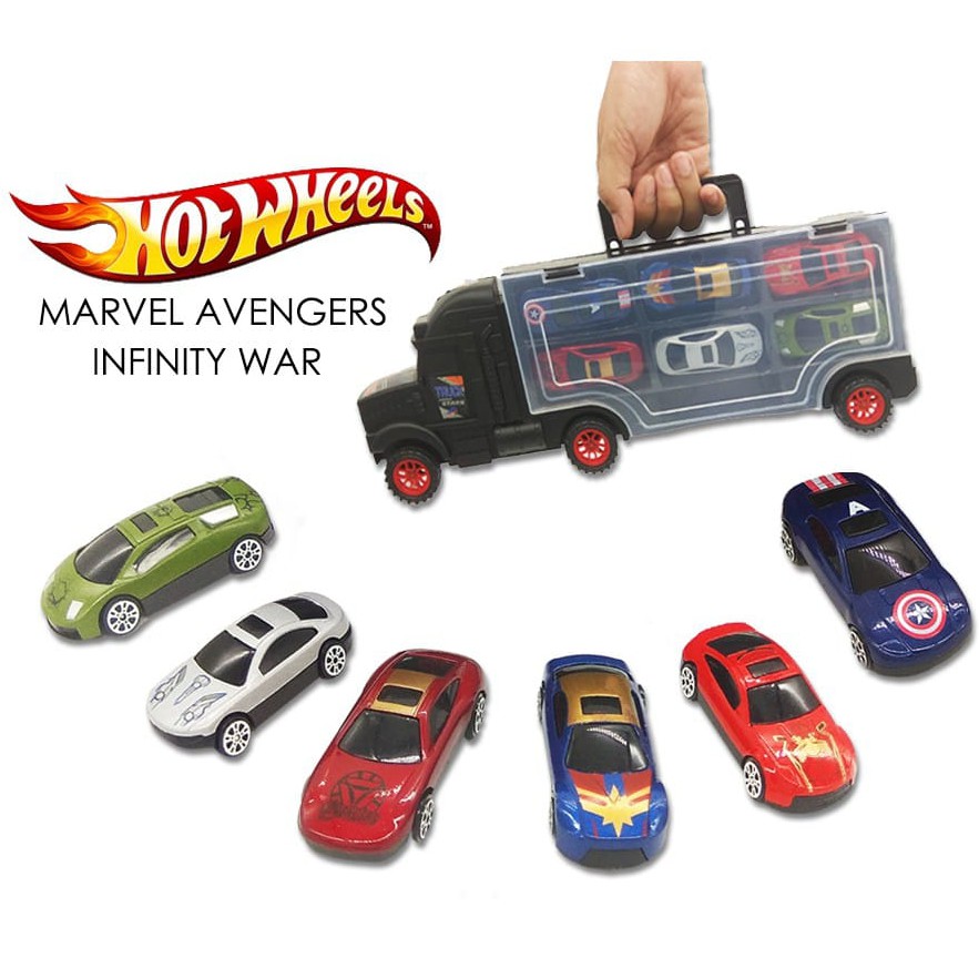 Marvel Avengers 7 In 1 Super Heroes Hot Wheels Car With Truck For Kids ...
