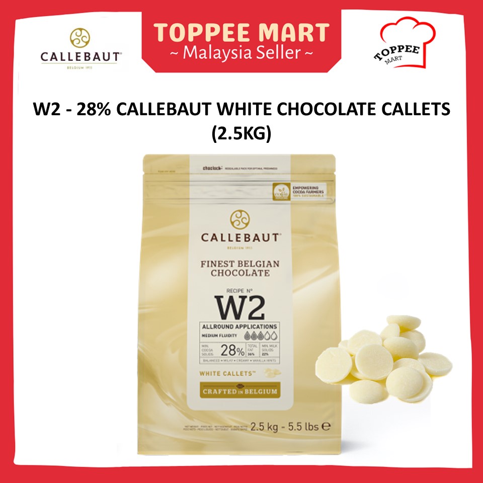 2.5KG W2 - 28% CALLEBAUT WHITE CHOCOLATE CALLETS WHITE CALLET COIN ...