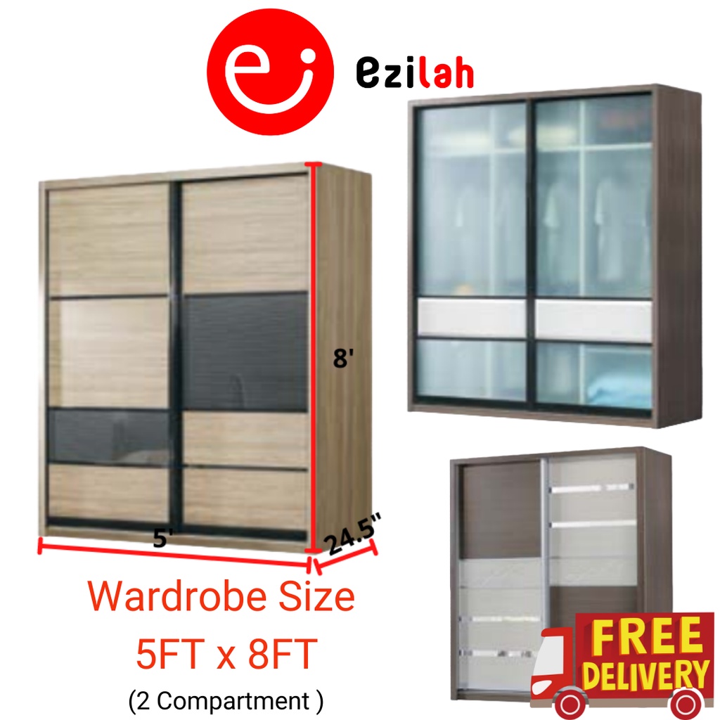 Custom Made Sliding Wardrobe/ Melamine Wardrobe (5ft x 8ft) | Shopee ...