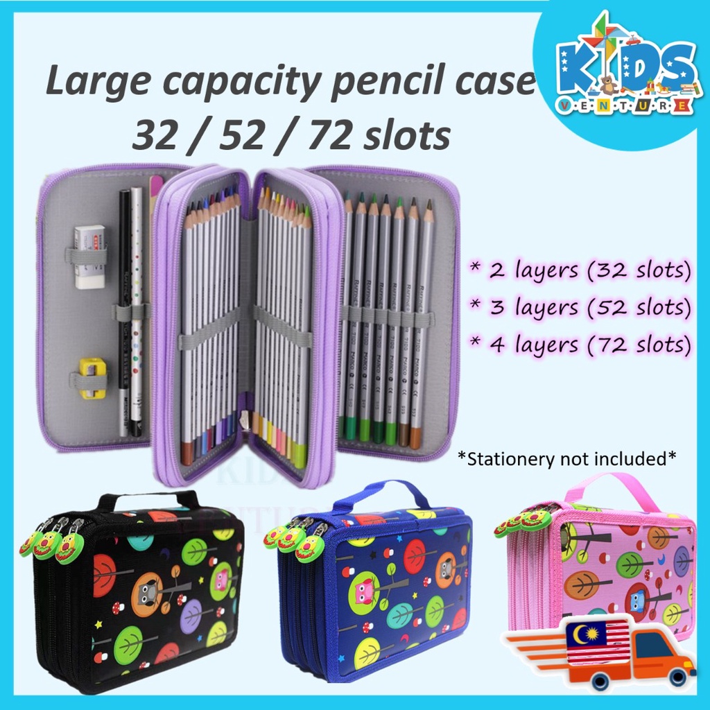 32-72 Holder Slots 2-4 Layers Portable Color Pencil Case/Bag with ...