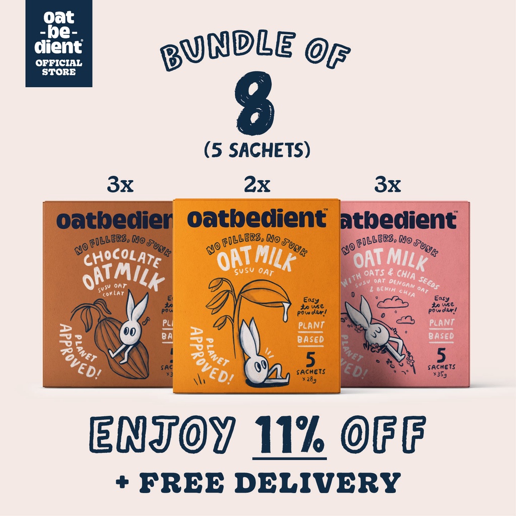 Oatbedient Oat Milk Mini Box (5 x 28g/35g) [Bundle of 8] | Shopee Malaysia