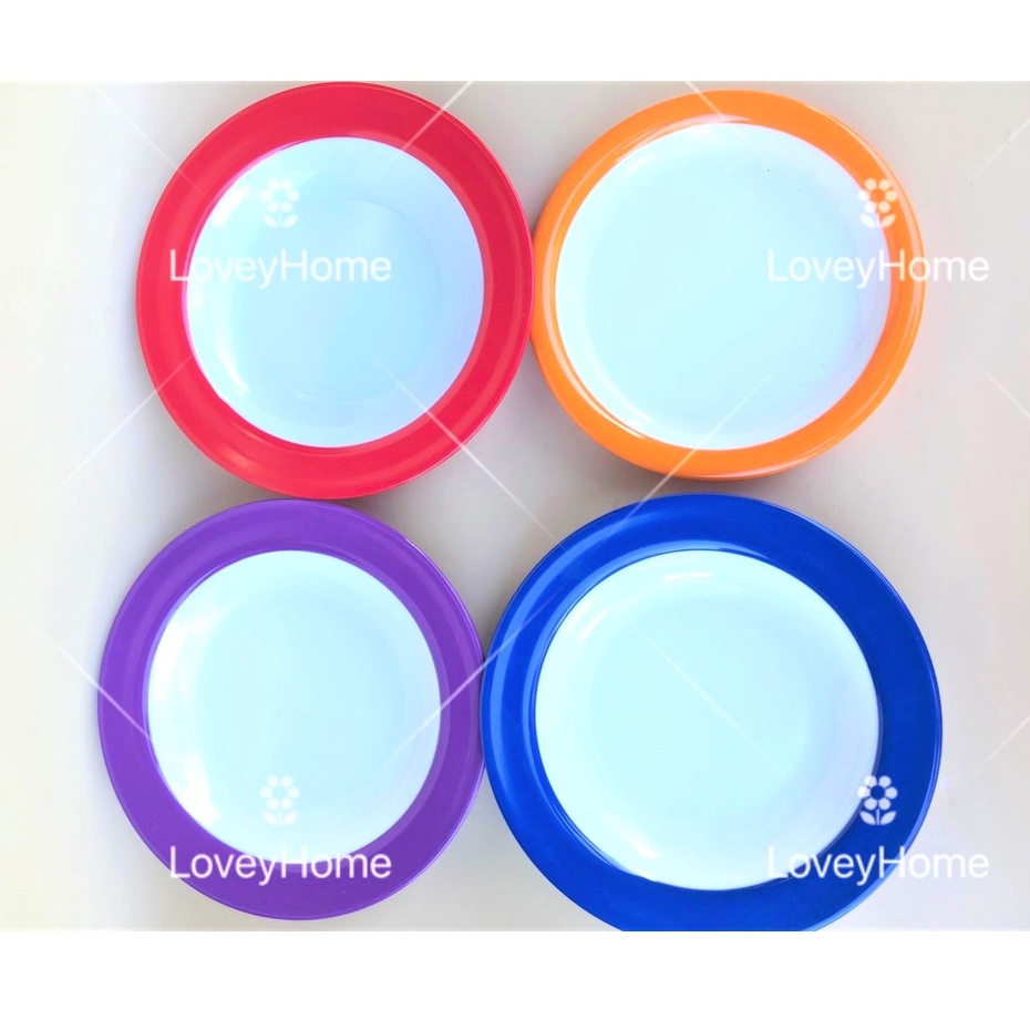 🔥 Melamine Dual Color Round Plate Soup Rice Food Dish Dinner Tableware ...