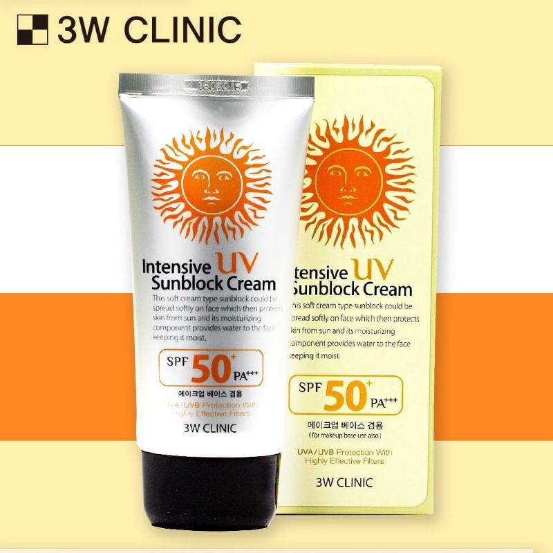 ORIGINAL 3w clinic uv sun block cream sunscreen spf50 SUN SCREEN ...