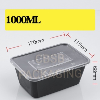 RENEQ RECTANGLE MICROWAVE CONTAINER DISPOSABLE PP PLASTIC FOOD WITH LID / BLACK CONTAINER ...