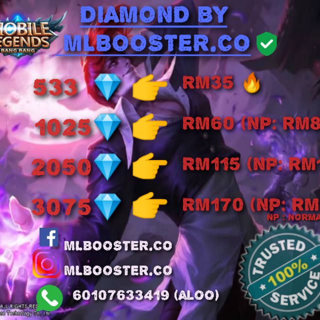 Diamond Mobile Legend (id server only) | Shopee Malaysia