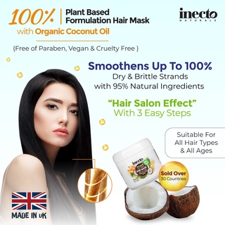 Inecto Coconut Oil Hair Mask 300ml. Natural Antioxidant Protect Hair ...