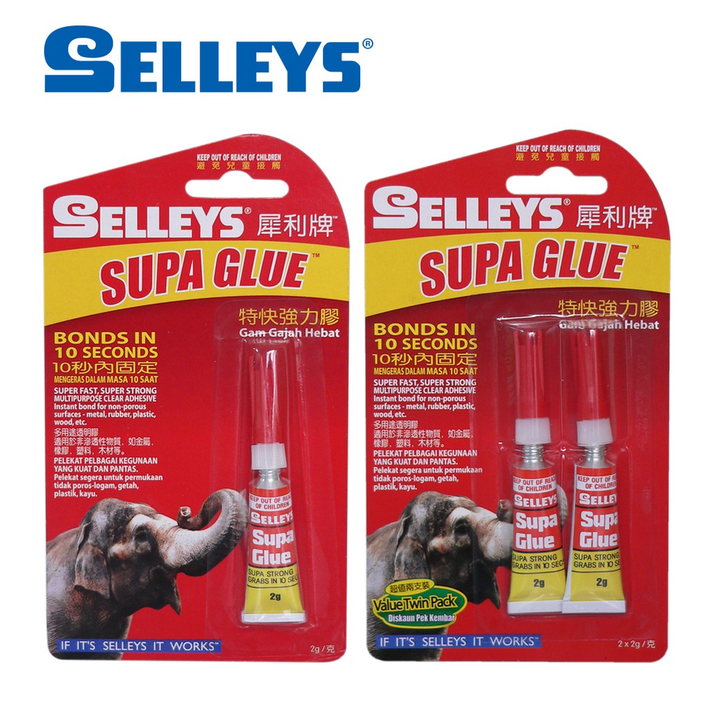 1pc or 2pcs set Selleys Supa / Super Glue / Gam Gajah 2g Selley ...