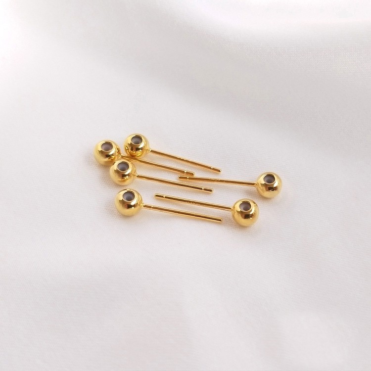 18K Gold-Plated 925 Silver Needle Rubber Ring Ear Needles For Make ...
