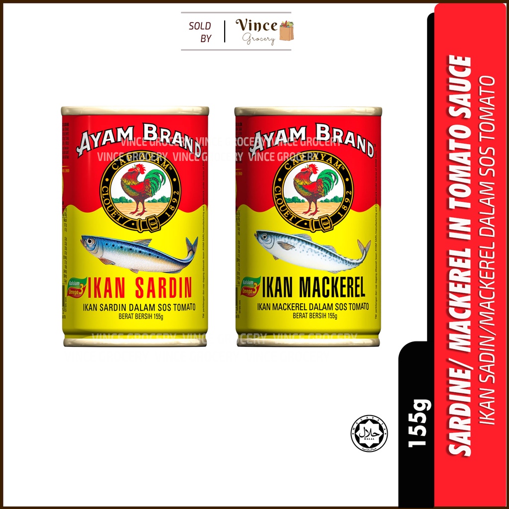 AYAM BRAND Sardine / Mackerel in Tomato Sauce | Ikan Sardin / Mackerel Dalam Sos Tomato 155G ...