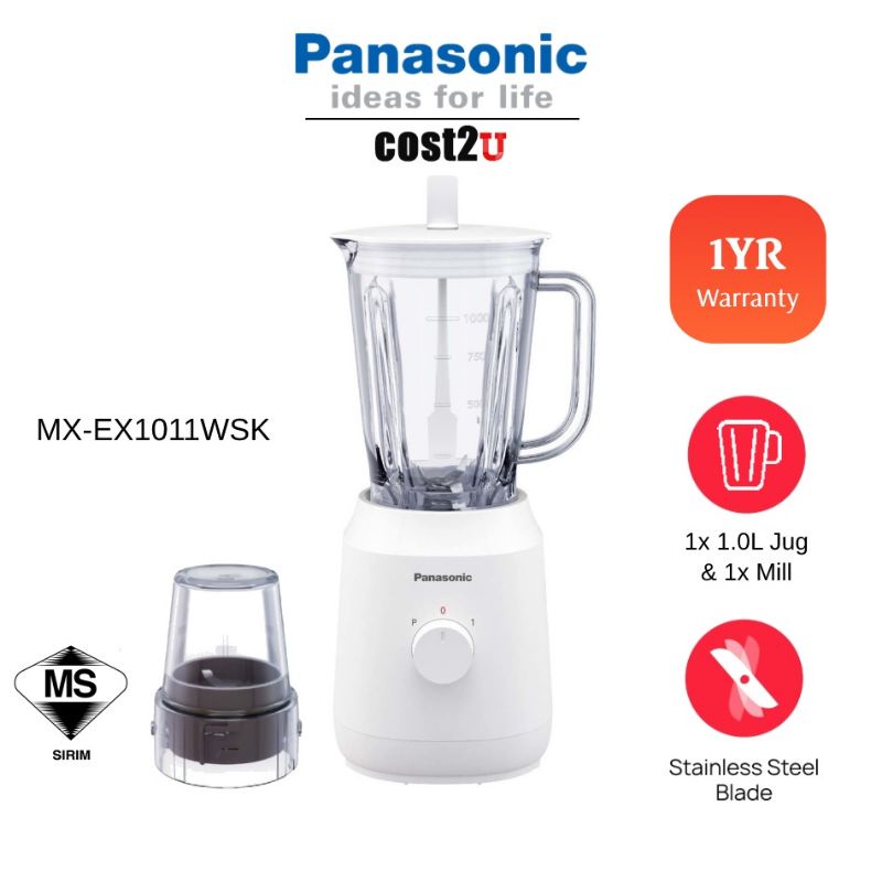 Panasonic food blender 1 plastic jug and 1 dry mill mx-ex1011 | Shopee ...