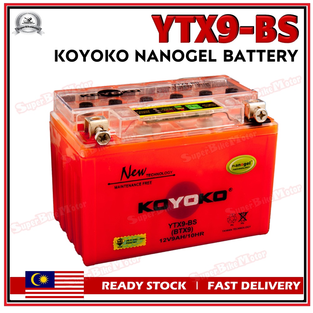YTX9-BS KOYOKO Nanogel Battery / Gel Motorcycle Maintenance Free ...