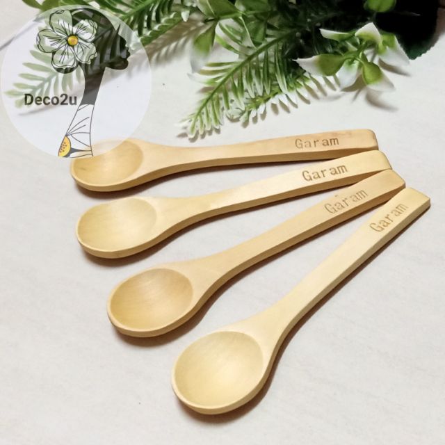 SUDU KAYU Ukir Honey Kitchen Wooden Spoon Tea Garam Gula Kunyit Teh ...