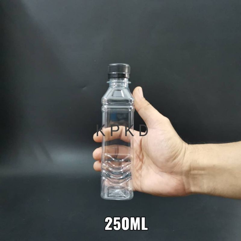 Empty Water Bottle square 250ml Air Botol Kosong petak include cap ...
