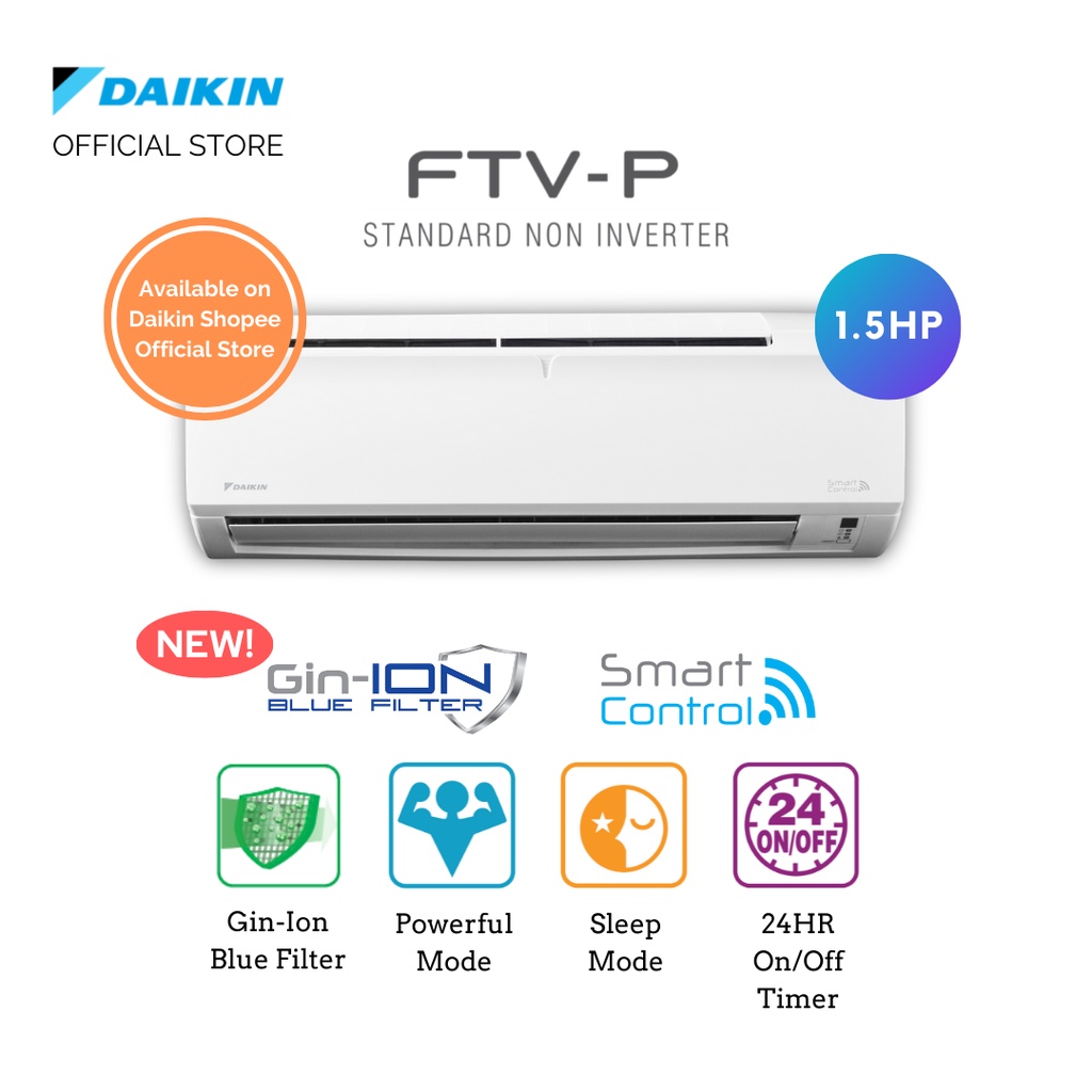 DAIKIN Standard Non Inverter Air Conditioner FTV-P R32 (1.5HP) FTV35PB ...