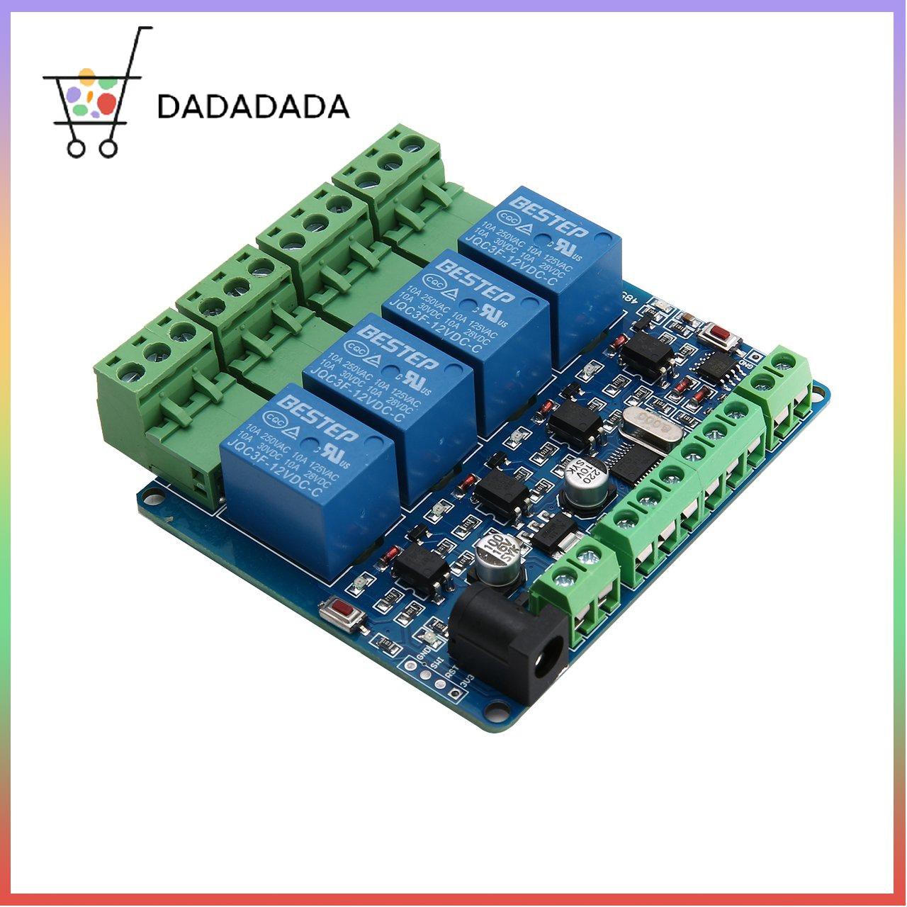 Modbus rtu 4 channel 12v relay output board module switch input rs485 / ttl | BeeCost