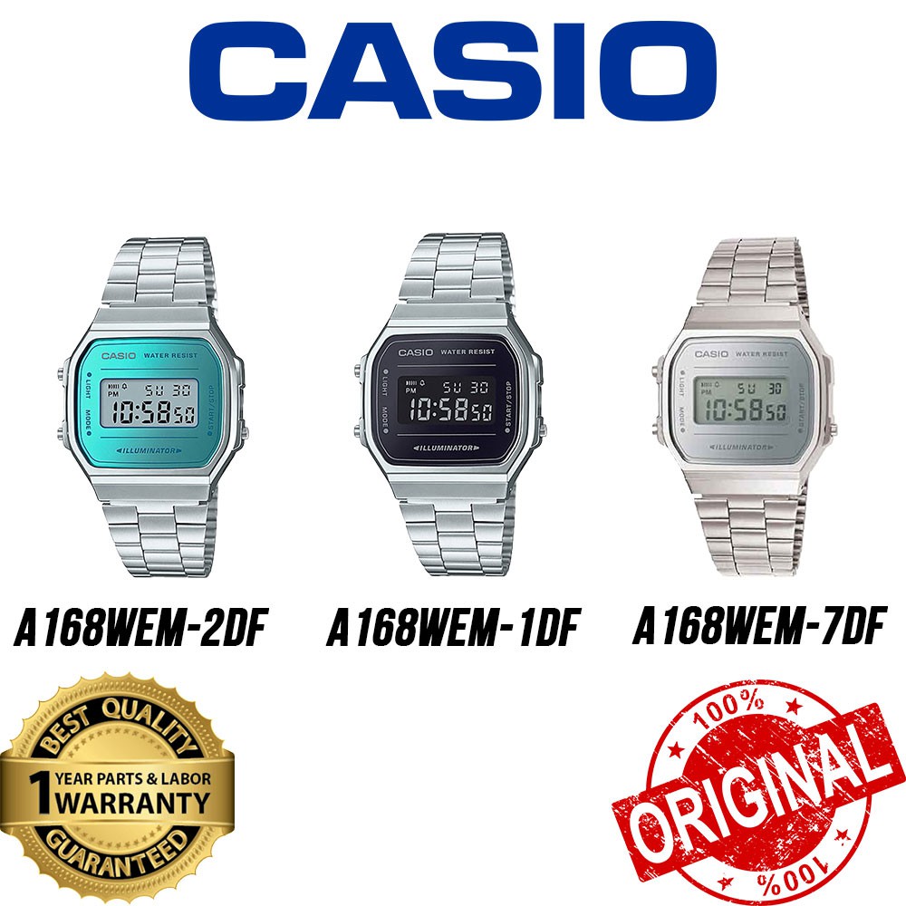 CASIO A168WEM SERIES ORIGINAL MEN WATCH WITH 1 YEAR WARRANTY | Shopee ...