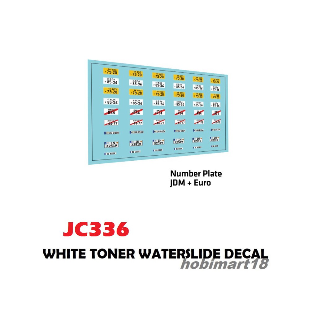 JC336 - Number Plate JDM + EURO DECALS Hotwheels 1:64 diecast custom ...
