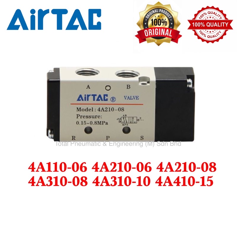 AirTAC 4A110-06 4A210-06 4A210-08 4A310-08 4A310-10 4A410-15 Pneumatic Air Valve Pilot Valve ...