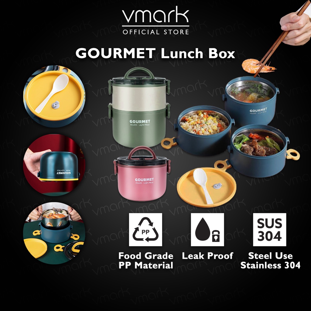 VMARK Gourmet Stainless Steel Lunch Box Stainless Steel Bento Food Box ...