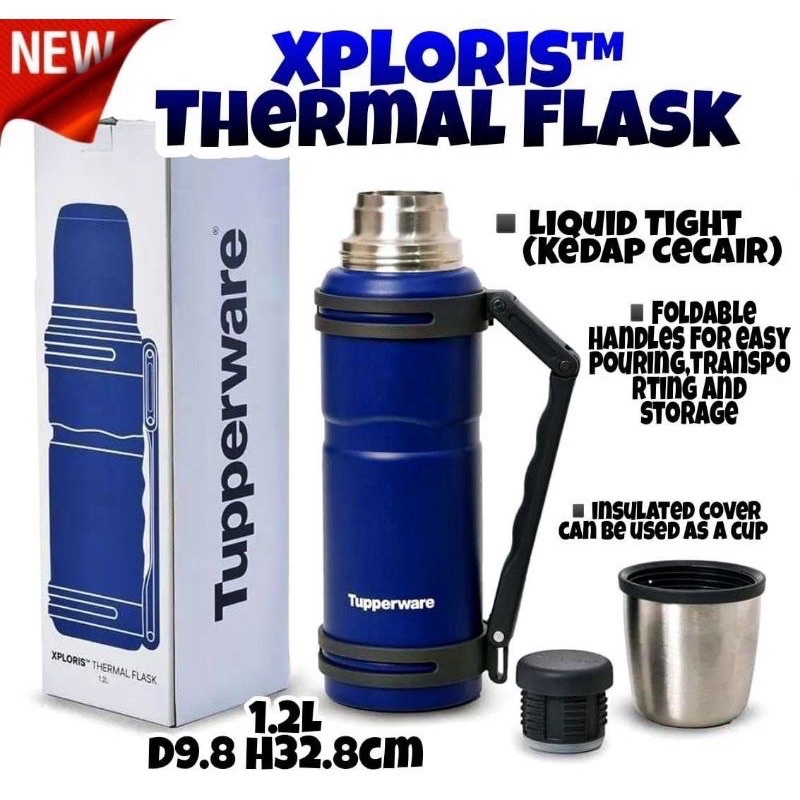 Tupperware Xploris Thermal Flask 1.2L (1pc) | Shopee Malaysia