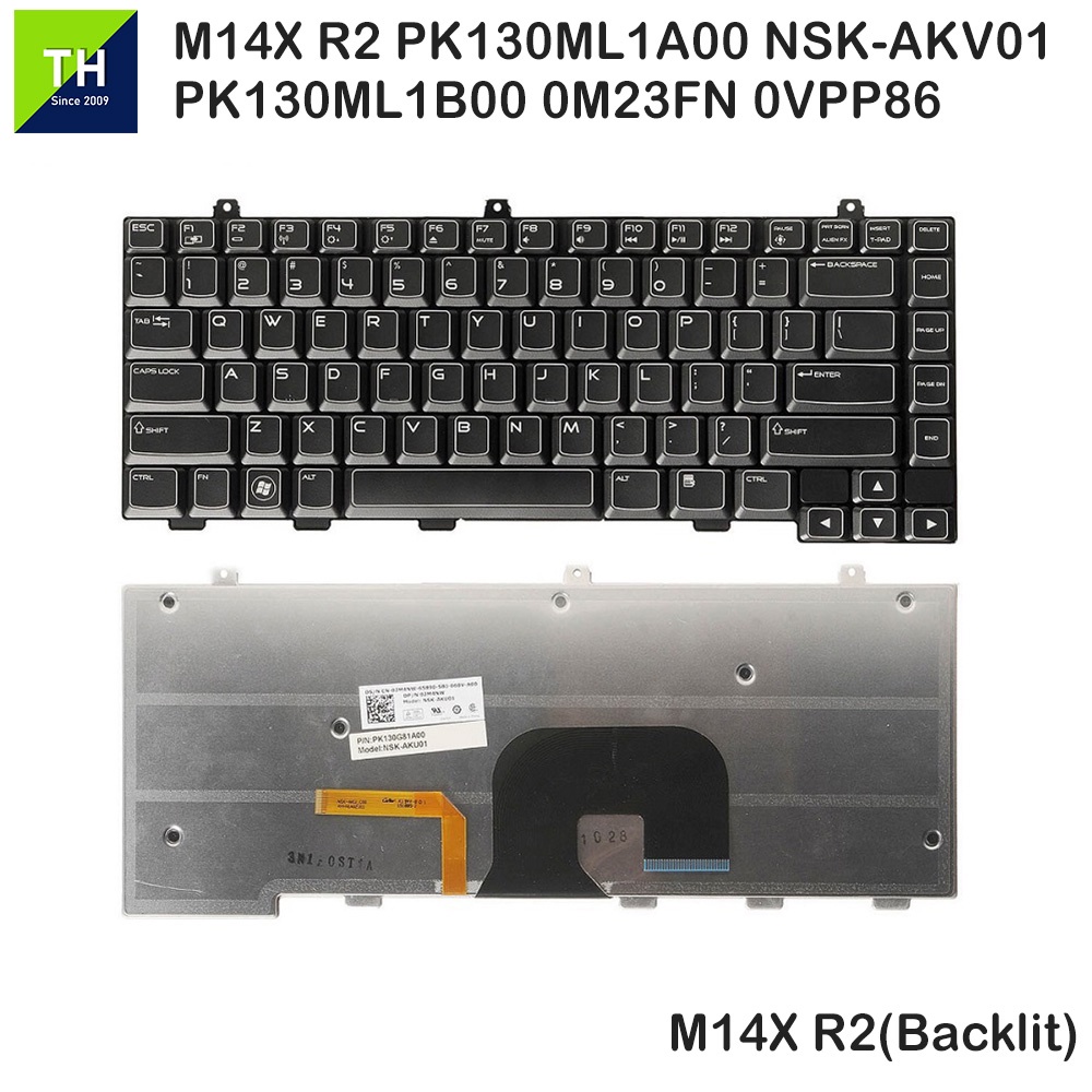 Dell Alienware M14X R2 P18G001 with backlit Laptop Replacement Keyboard ...
