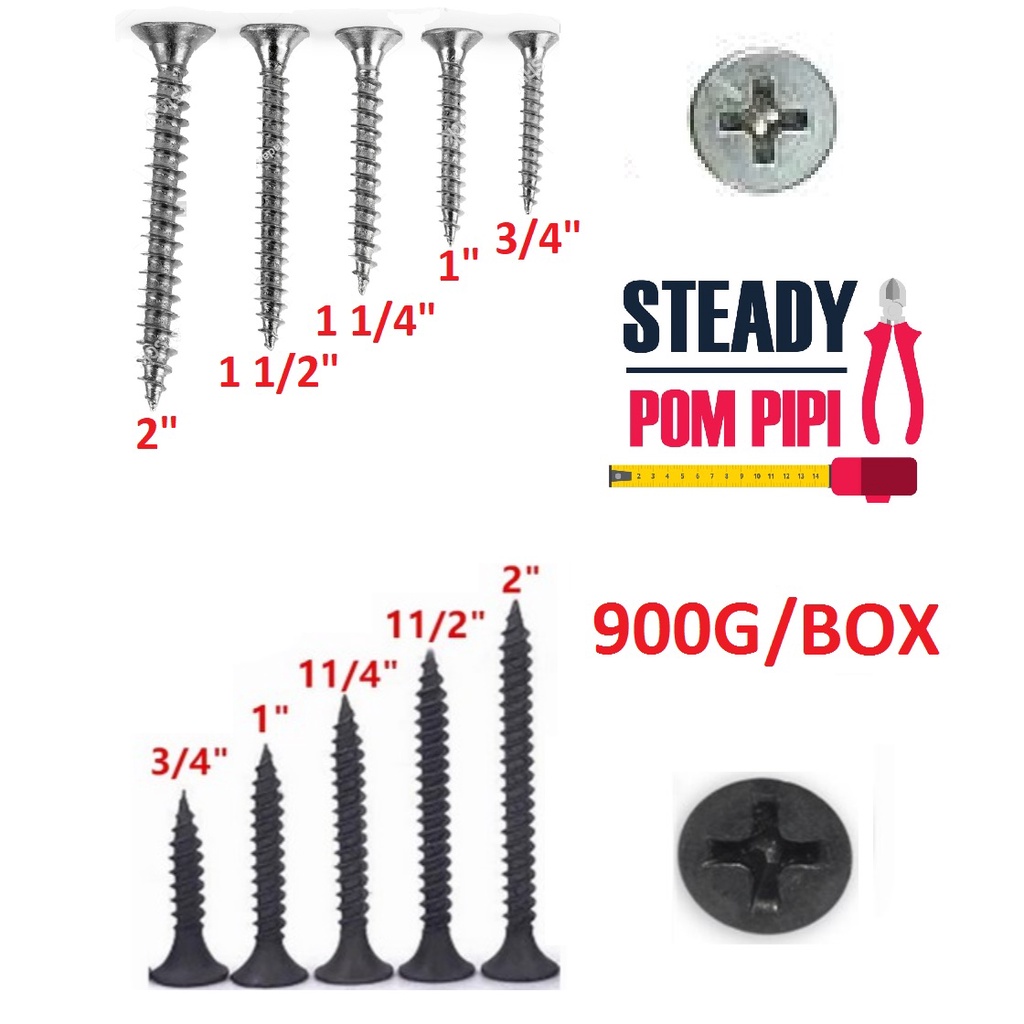 #6 (900G/BOX) BLACK DRYWALL SCREW / WHITE DRYWALL SCREW / DRY WALL ...