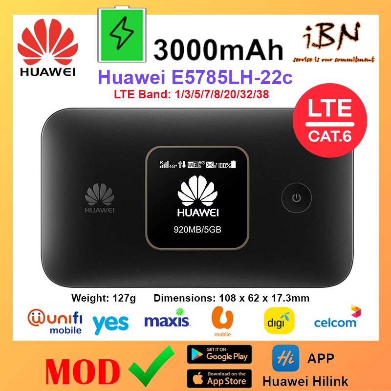 CAT6 3000mAh MODDED MODEM Support 4G+ HUAWEI E5785 E5785-22 E5785Lh-22c ...