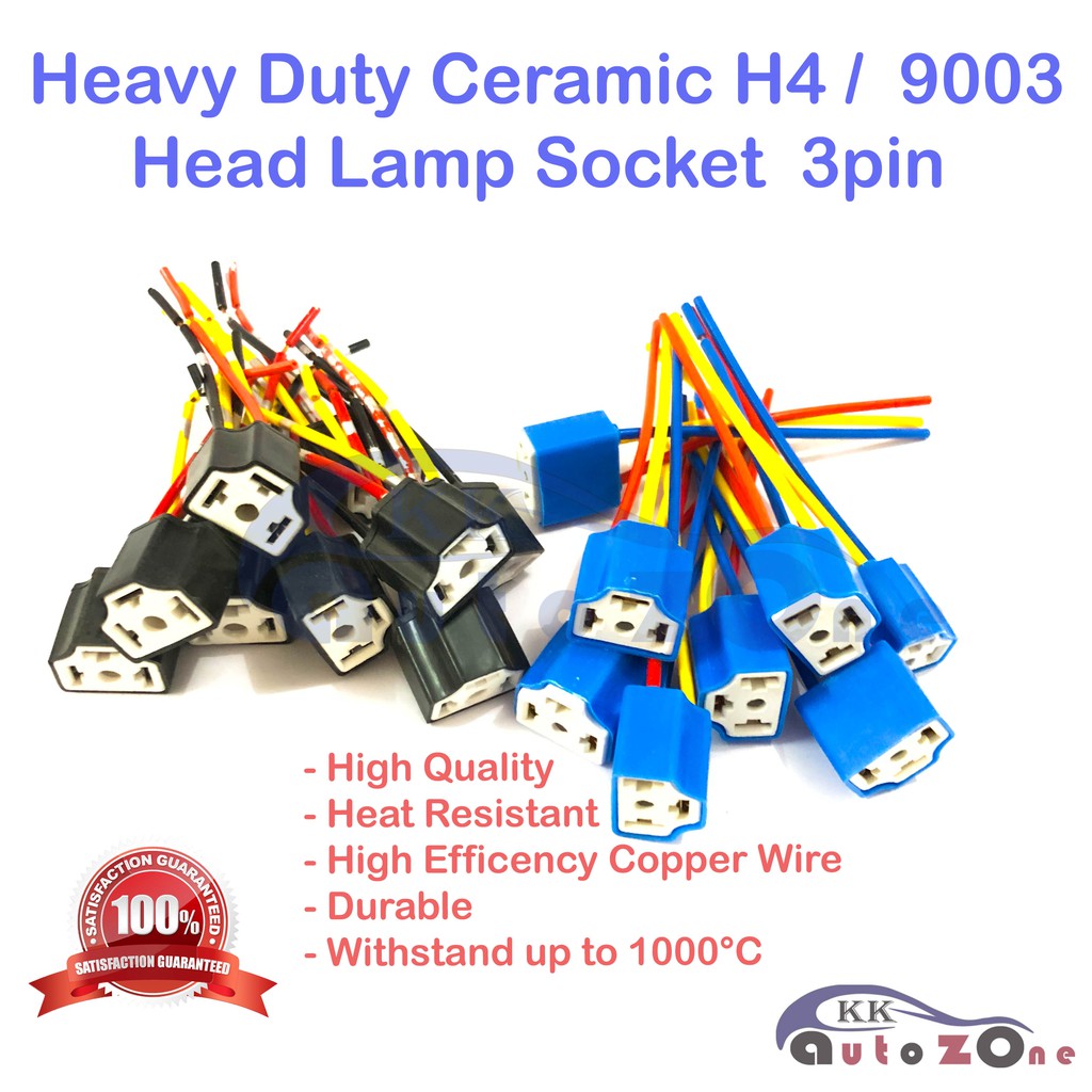 High Temperature Heavy Duty H4 Head Lamp Socket 3pin Ceramic (1pcs ...