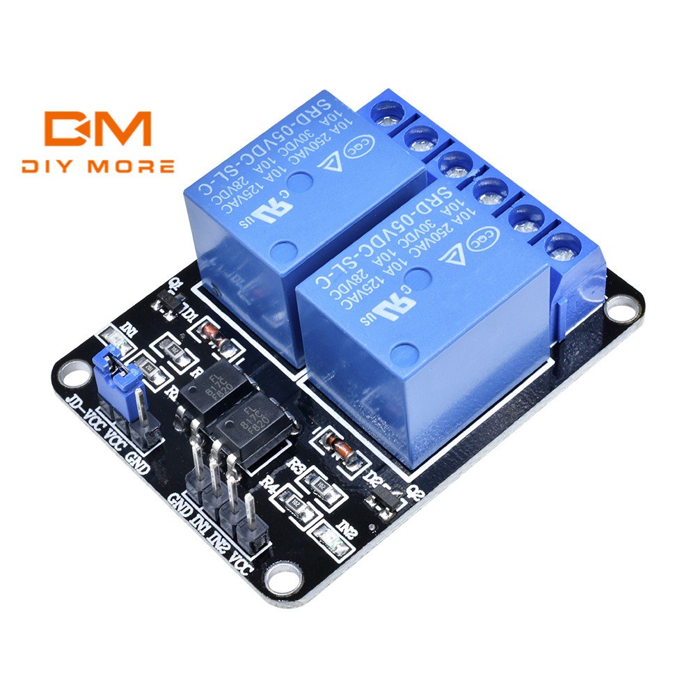 DIYMORE 5V Two 2 Channel Relay Module With Optocoupler For PIC AVR DSP ARM for Arduino | Shopee ...